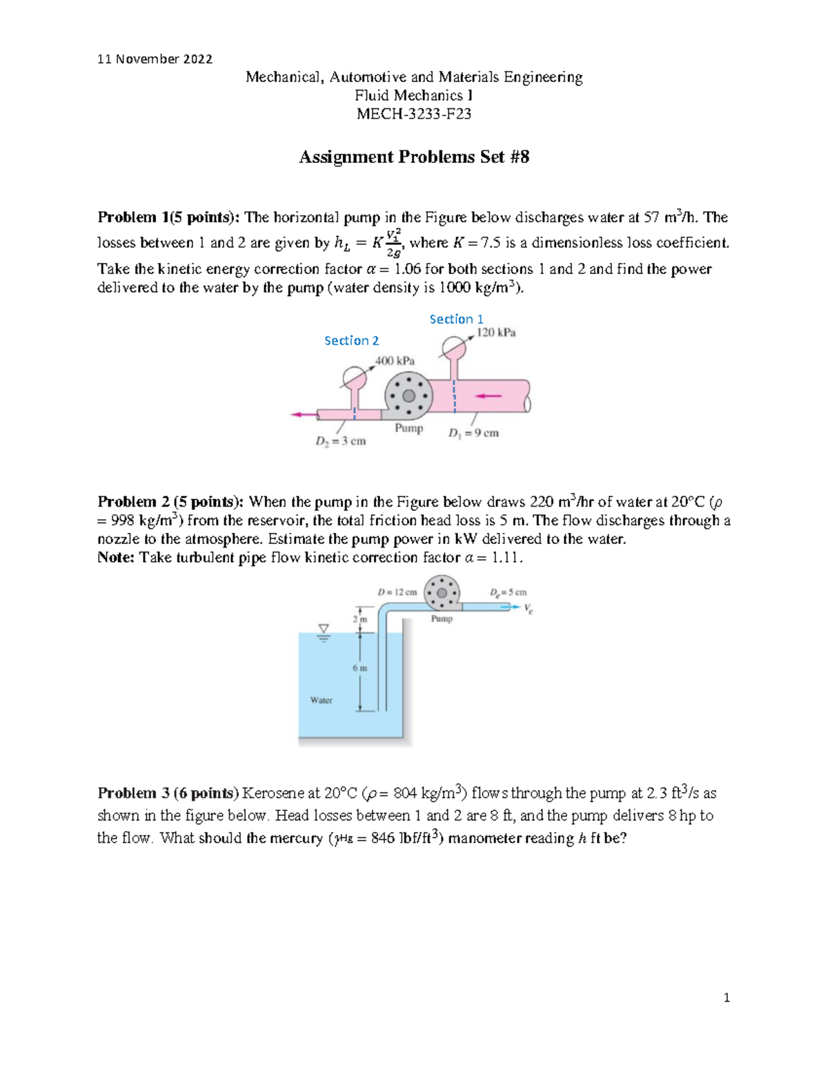 Assignment 8-MW-F23 - 11 November 2022 1 Mechanical, Automotive and ...