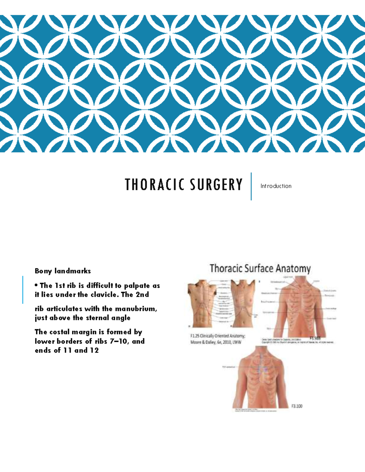 Thoracic Surgery - Médecine - THORACIC SURGERY Introduction Bony ...