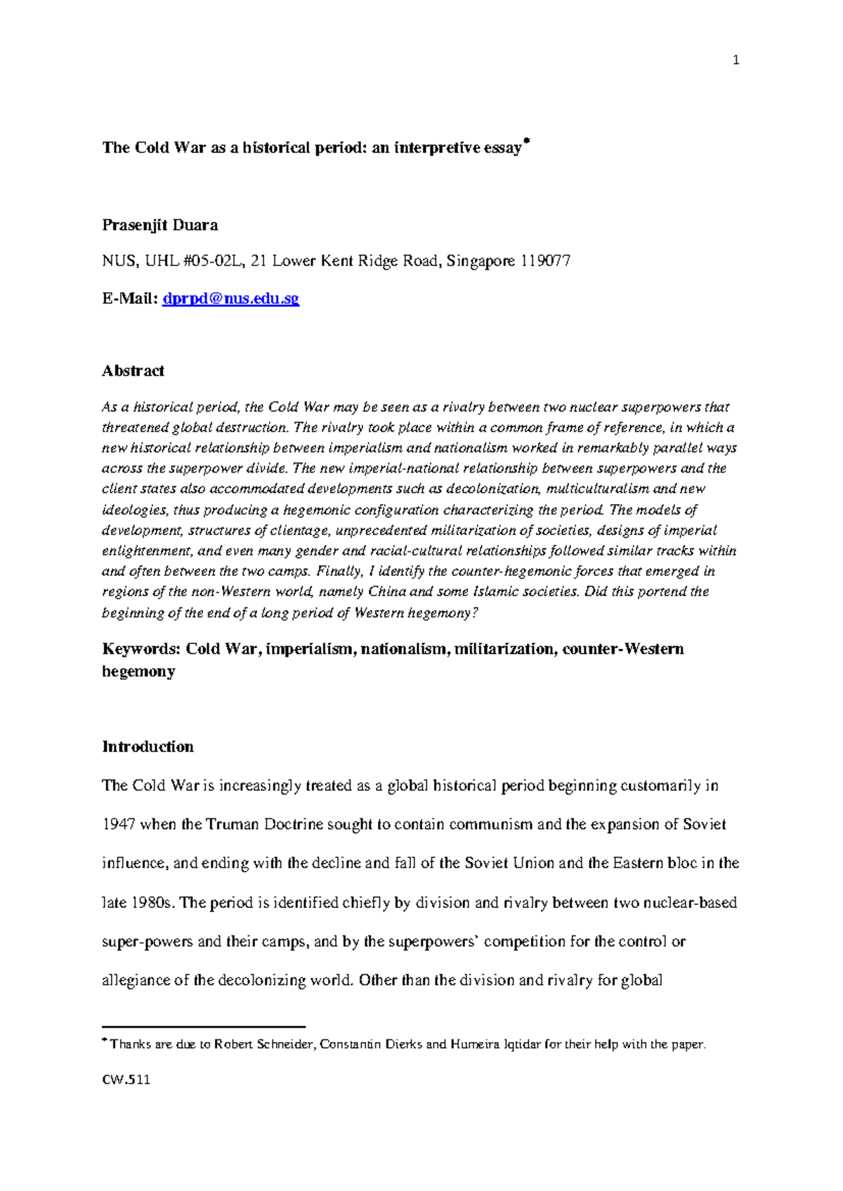 COLD WAR Debates 2jk - The Cold War as a historical period: an ...