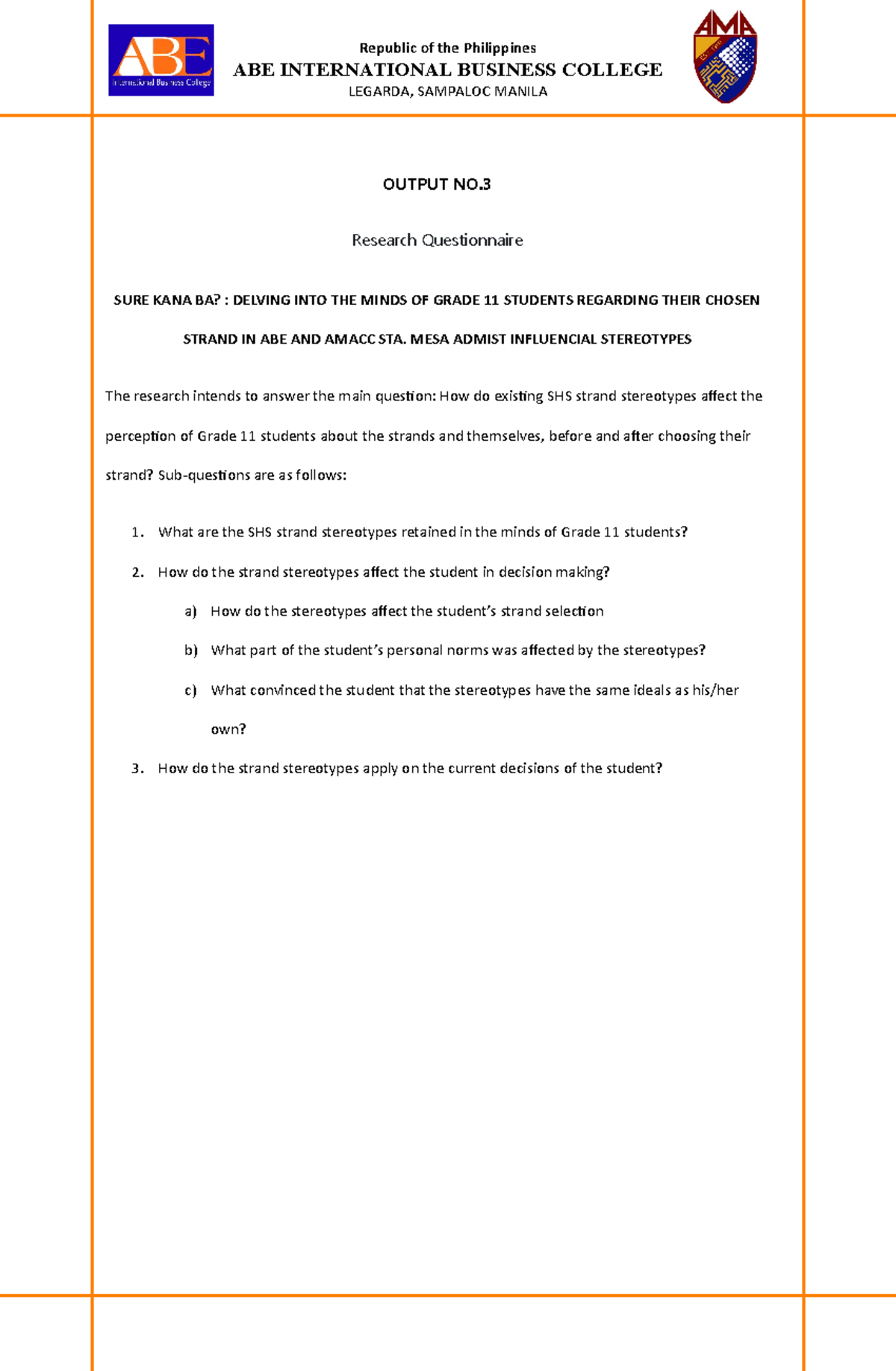 Output N0 3 - gscghzsbcjg - Republic of the Philippines ABE ...