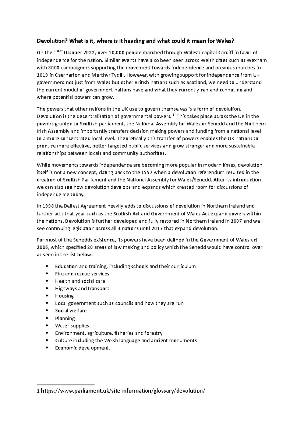 Blog post - an example legal blog post - Devolution? What is it, where ...