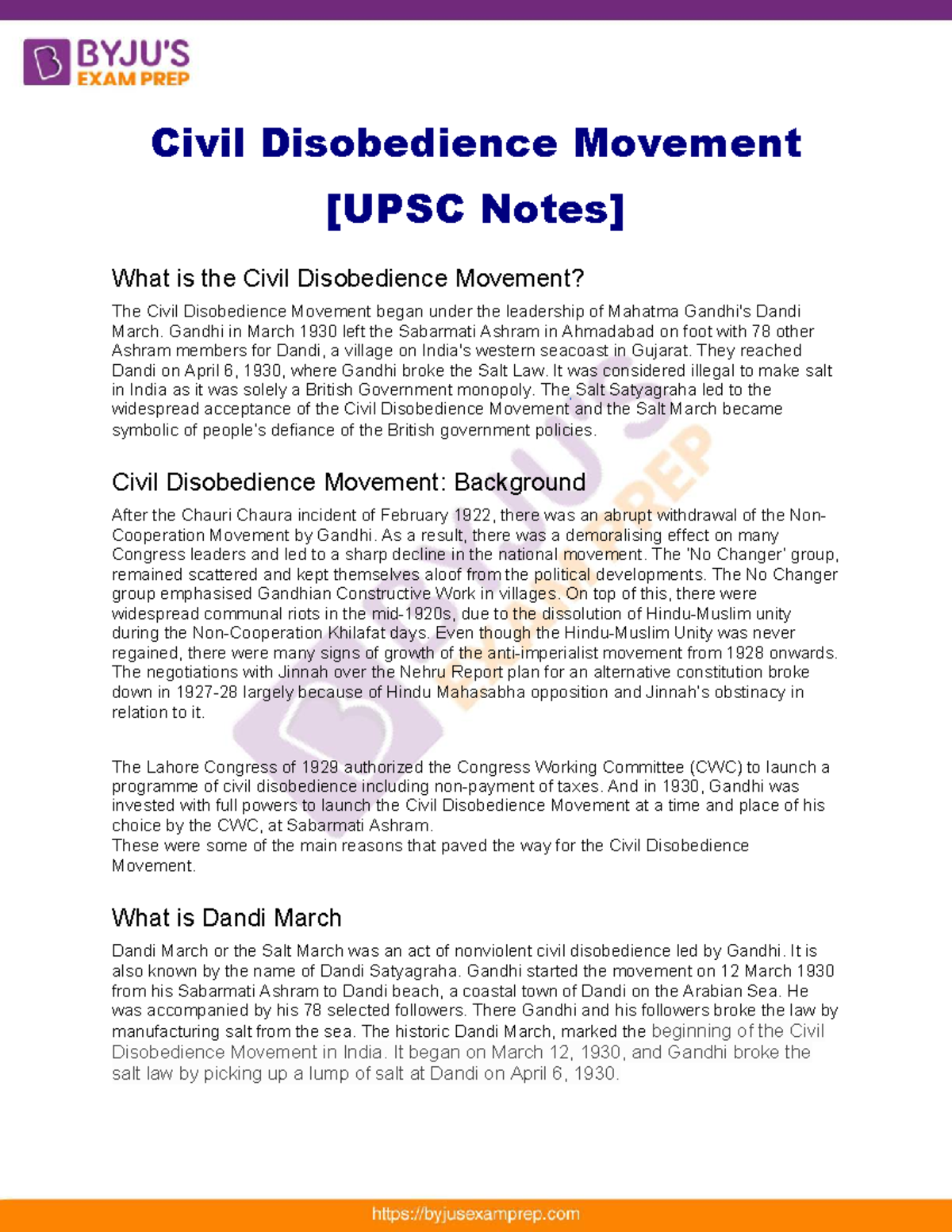 Civil disobedience movement upsc notes 23 - Civil Disobedience Movement ...