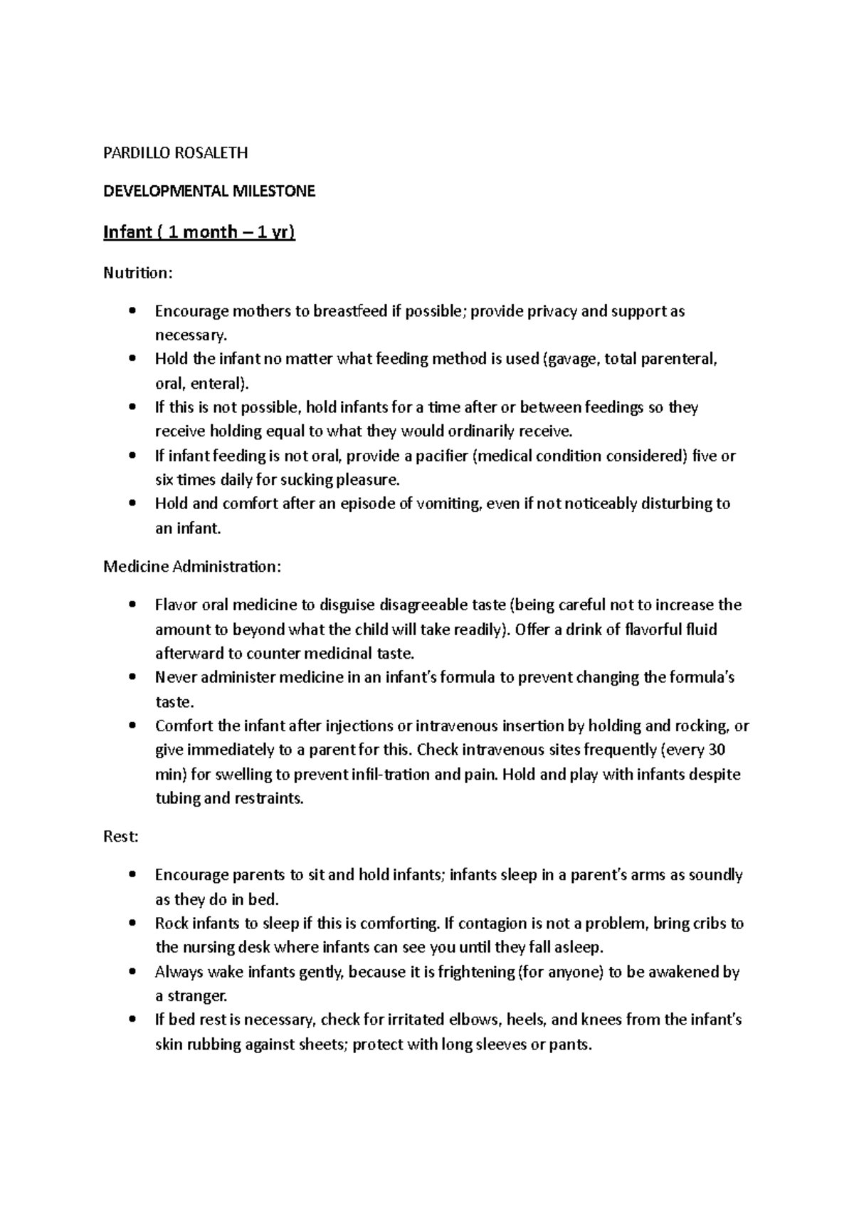 child milestone lecture - PARDILLO ROSALETH DEVELOPMENTAL MILESTONE ...