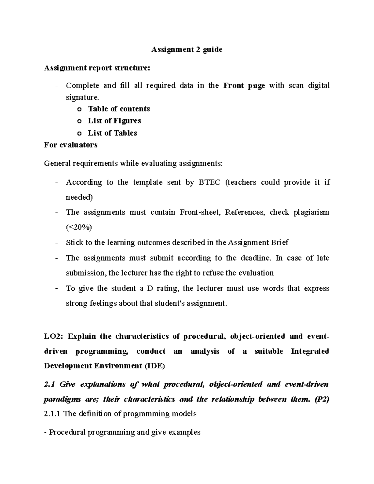 Unit 2 ASM2 Guide - ssss - Assignment 2 guide Assignment report structure: Complete and fill all ...