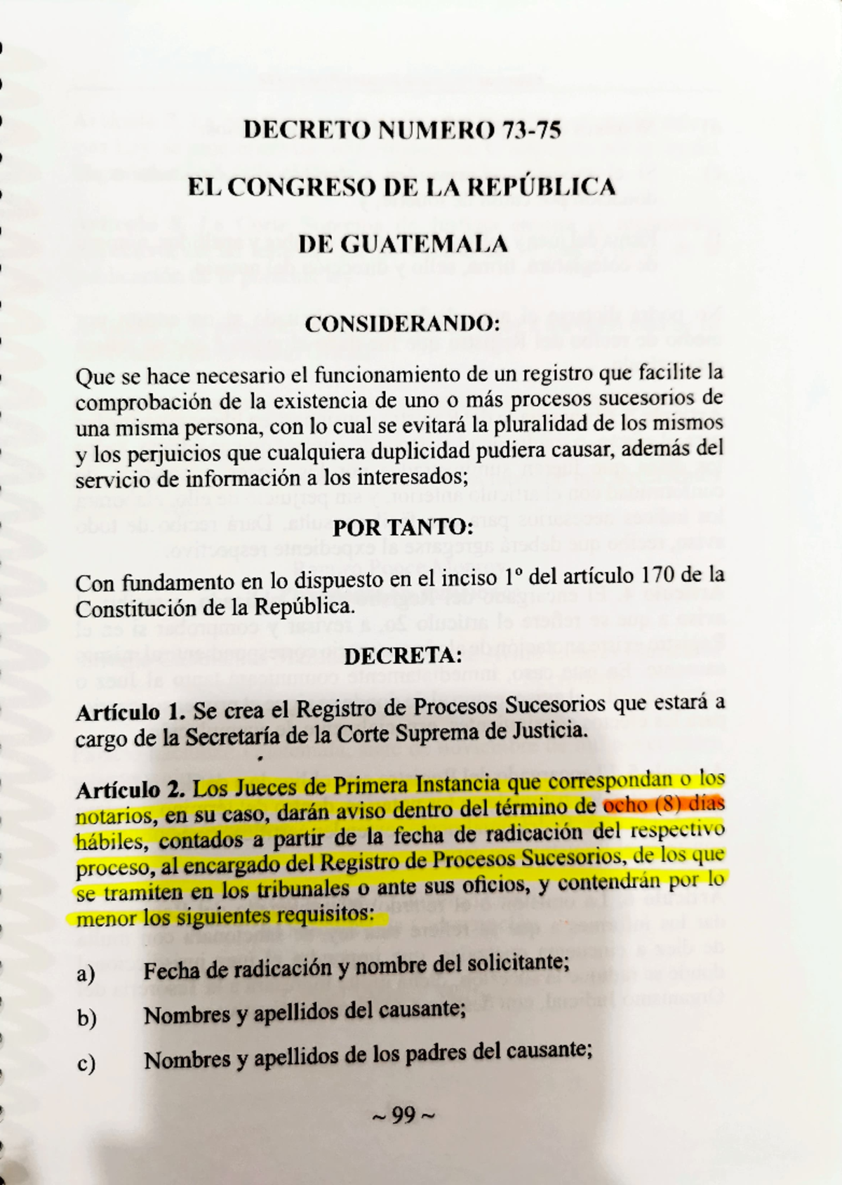 Decreto 73-75 y reglamento - DECRETO NUMERO 73- EL CONGRESO DE LA ...