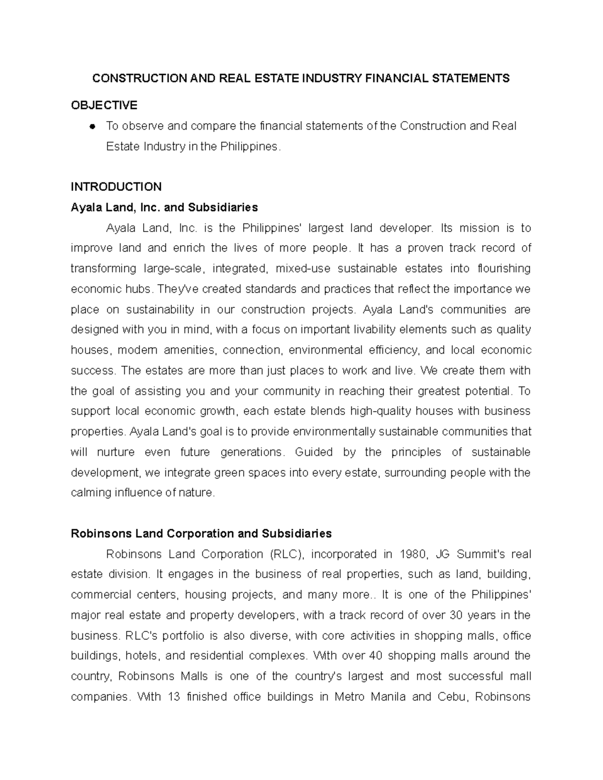 Audit in Construction and Real Estate Industry - BSA - BatStateU - Studocu