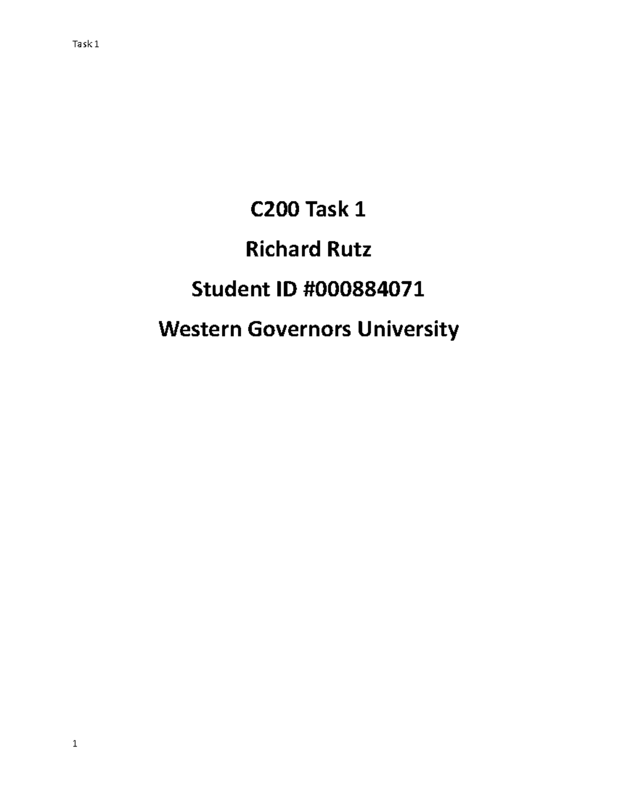 C200 Task 1 - Organization and leader analysis - C200 Task 1 Richard ...