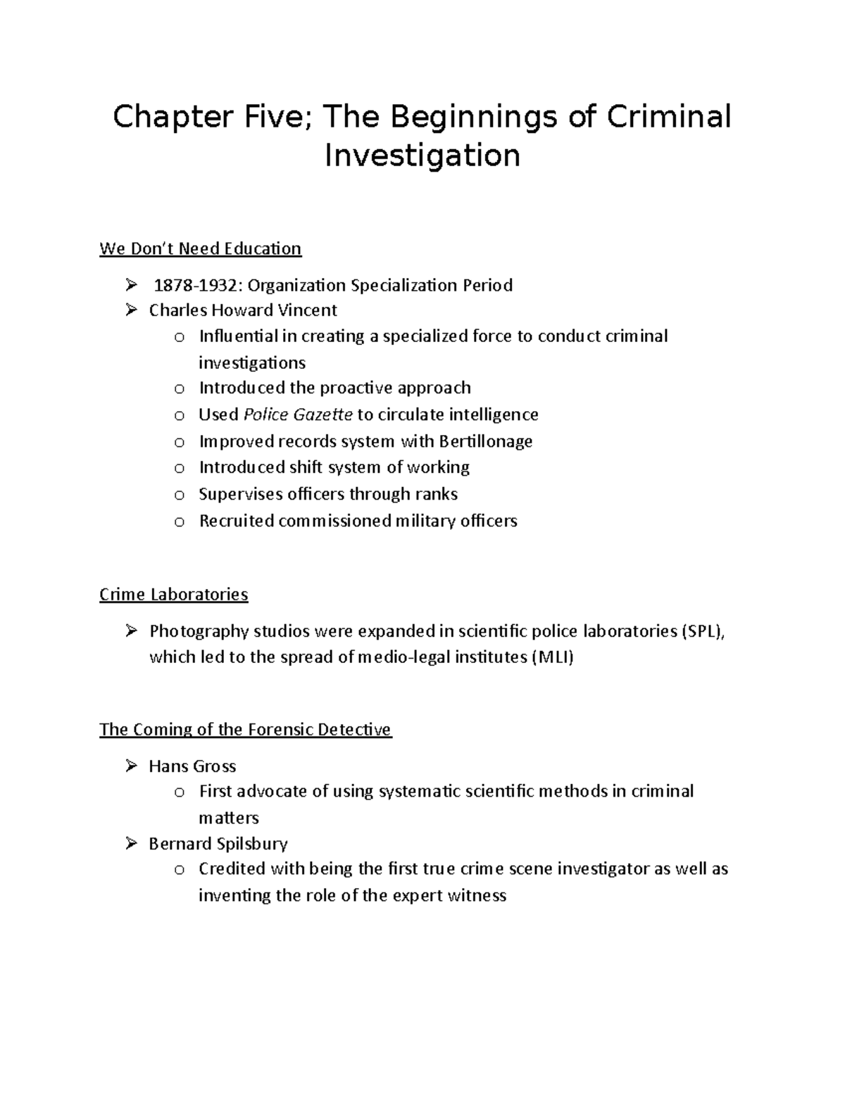 Chapter Five; Forensic Detectives - Chapter Five; The Beginnings of ...
