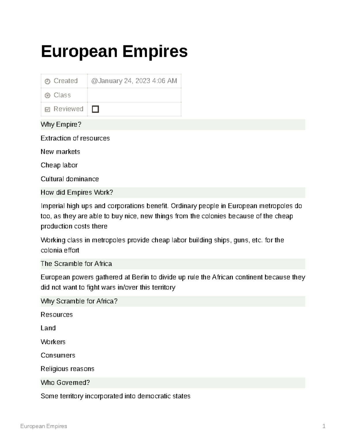 European Empires - Prof. Bentel - European Empires 1 European Empires ...