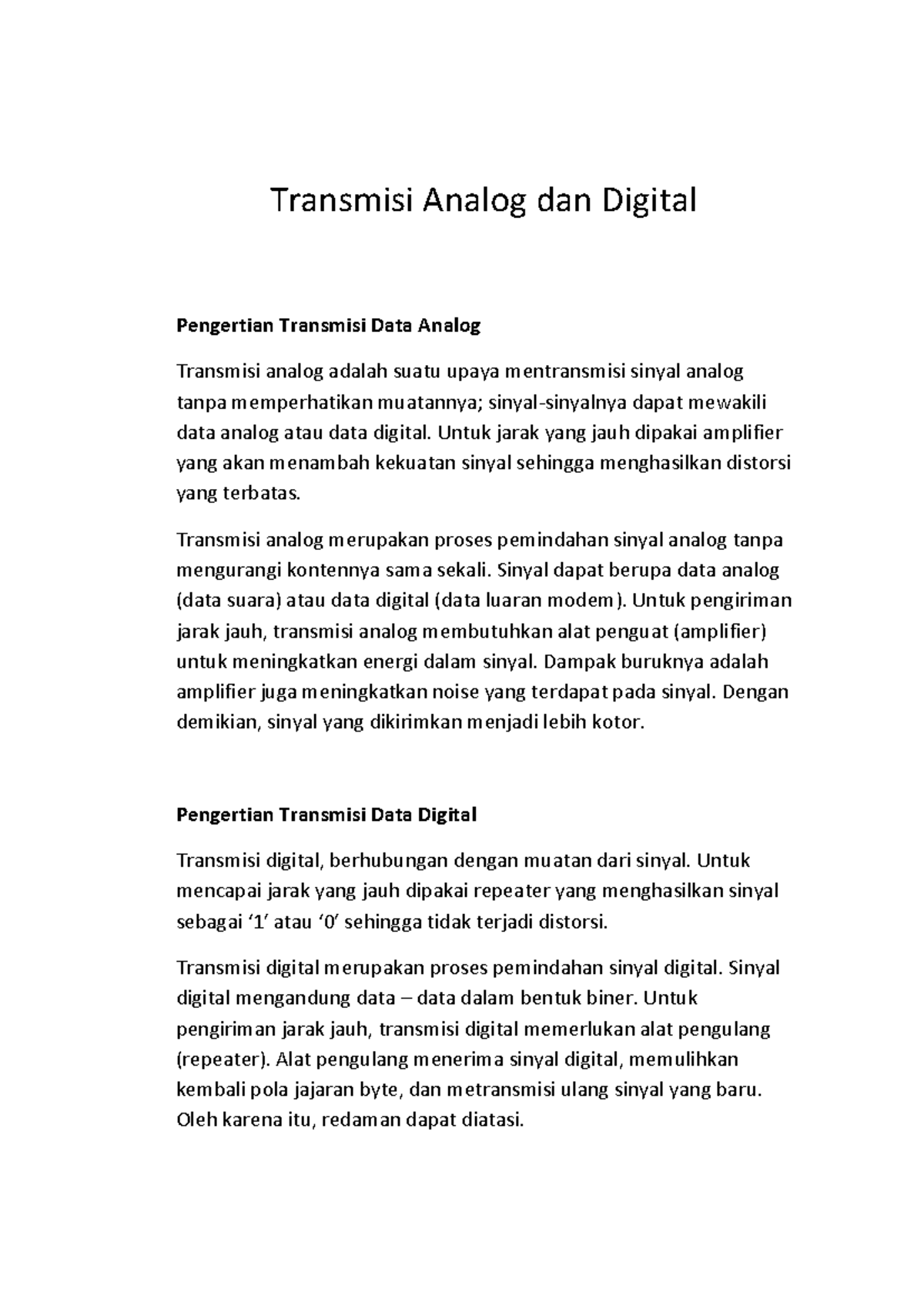 Transmisi analog dan digital - Transmisi Analog dan Digital Pengertian ...