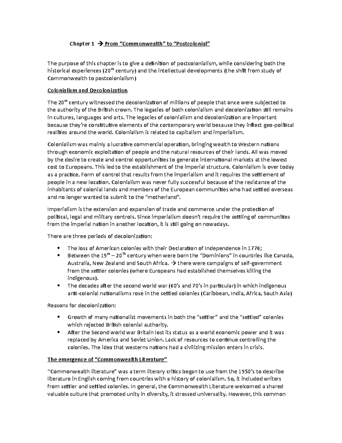 Chapter 1 Beginning Postcolonialism - Chapter 1 From “Commonwealth” to ...