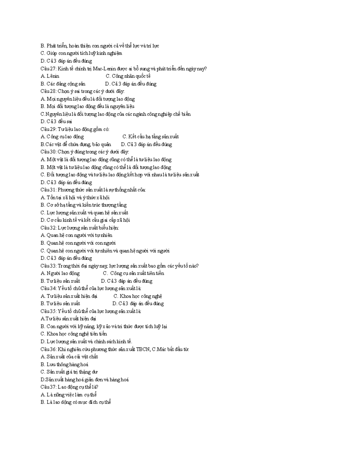 TN3 - TRAC NGH - B. Phát triển, hoàn thiện con người cả về thể lực và trí lực C. Giúp con người ...