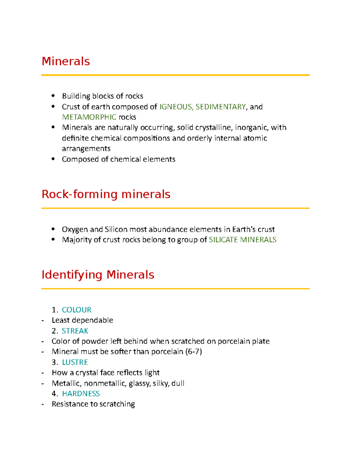 Igneous ROCK - NOTE - Minerals Building blocks of rocks Crust of earth ...