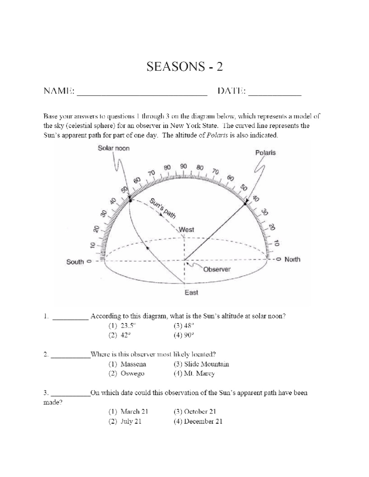 Explain Seasons worksheet - Studocu
