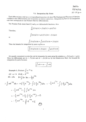 Integration of Rational Functions by Partial Fractions - MTH 251 - Studocu