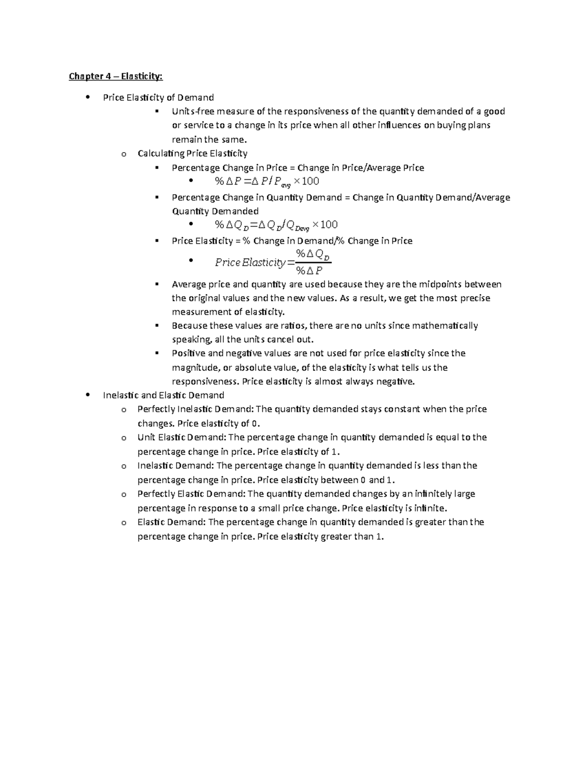 ECON1000 - Chapter 4 – Elasticity - Chapter 4 – Elasticity: Price ...