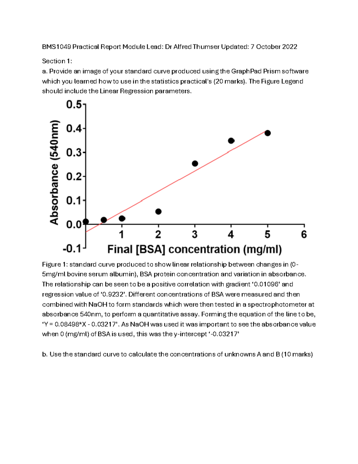 BMS1049 practical report section 1 - BMS1049 Practical Report Module ...