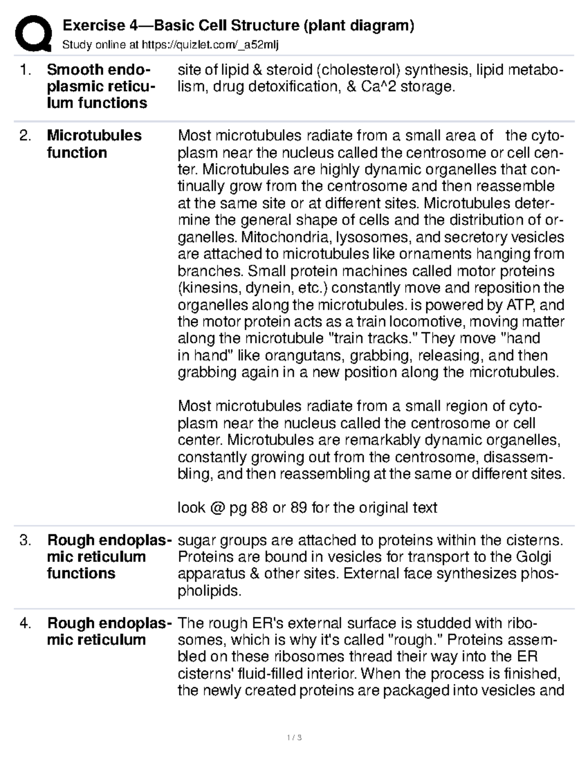 Exercise 4 Basic Cell Structure plant diagram - Exercise 4—Basic Cell ...