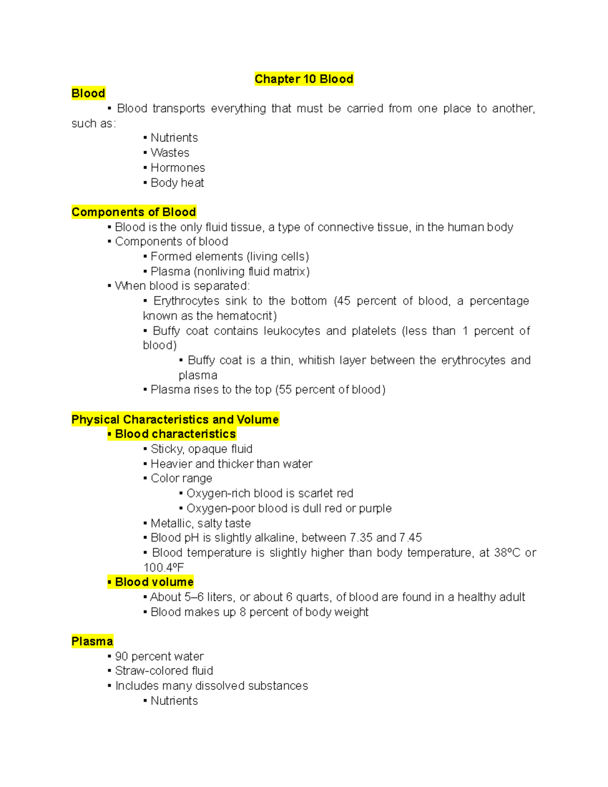 Chapter 10 Blood - These lecture notes would help and guide you in your ...