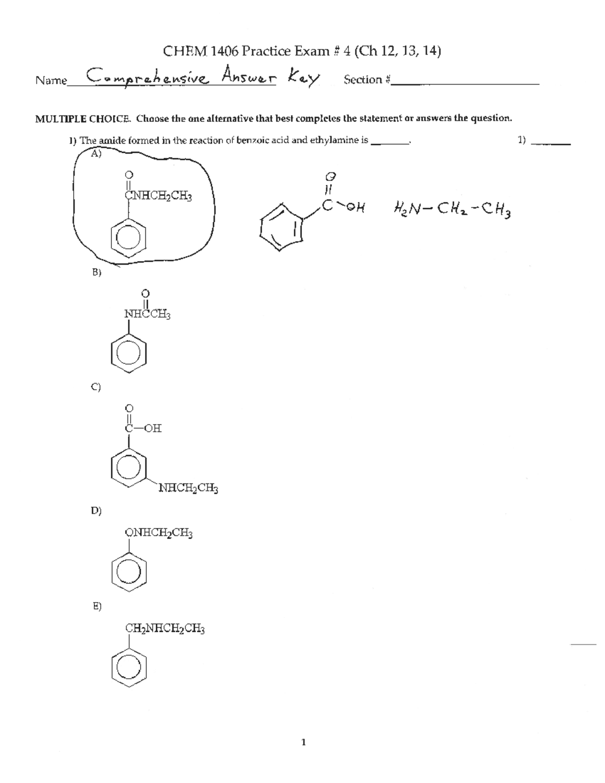 CHEM 1406 Exam 4 Alternate Comprehensive Answer Key - CHEM-1406 - Studocu