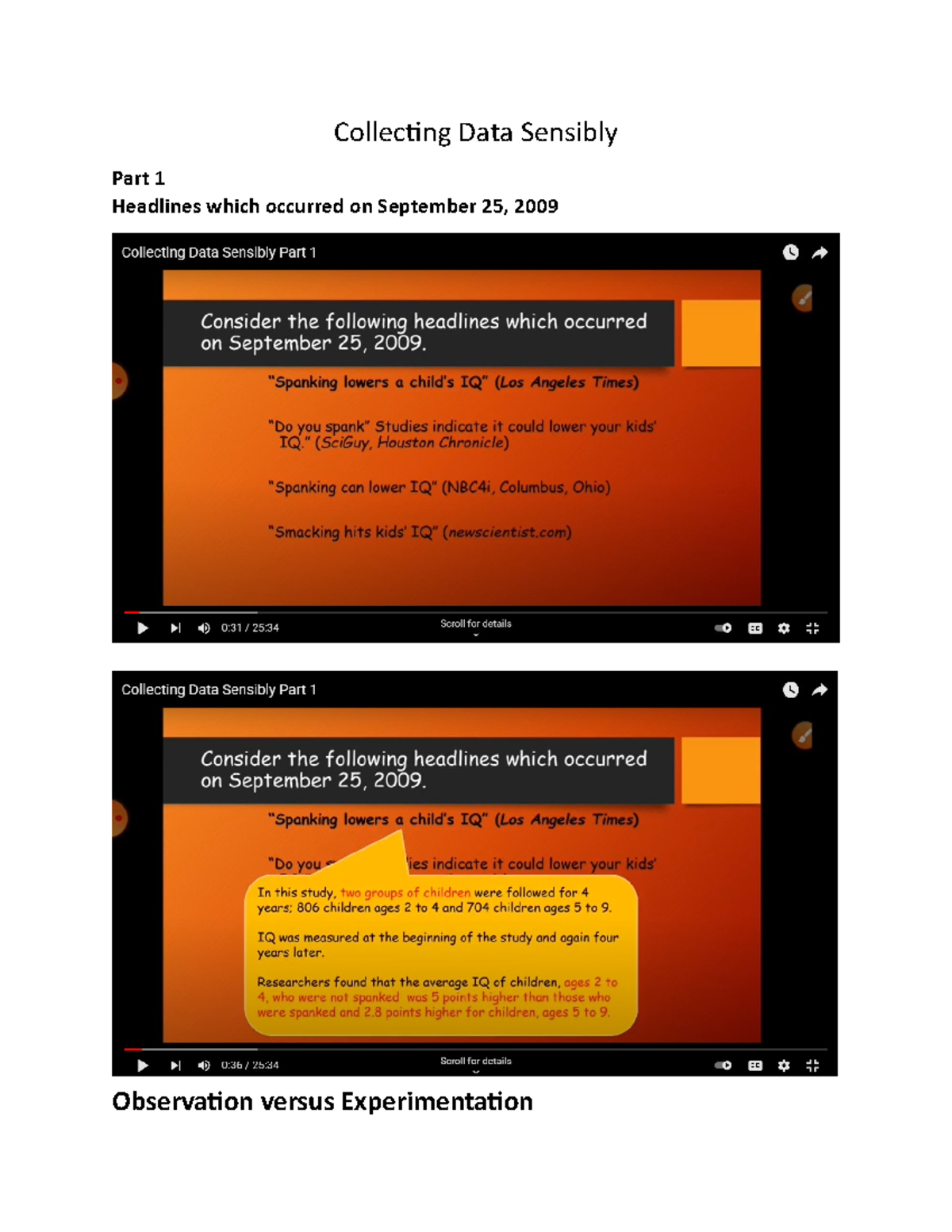 Collecting Data Sensibly - Study on Spanking and IQ Confounding ...