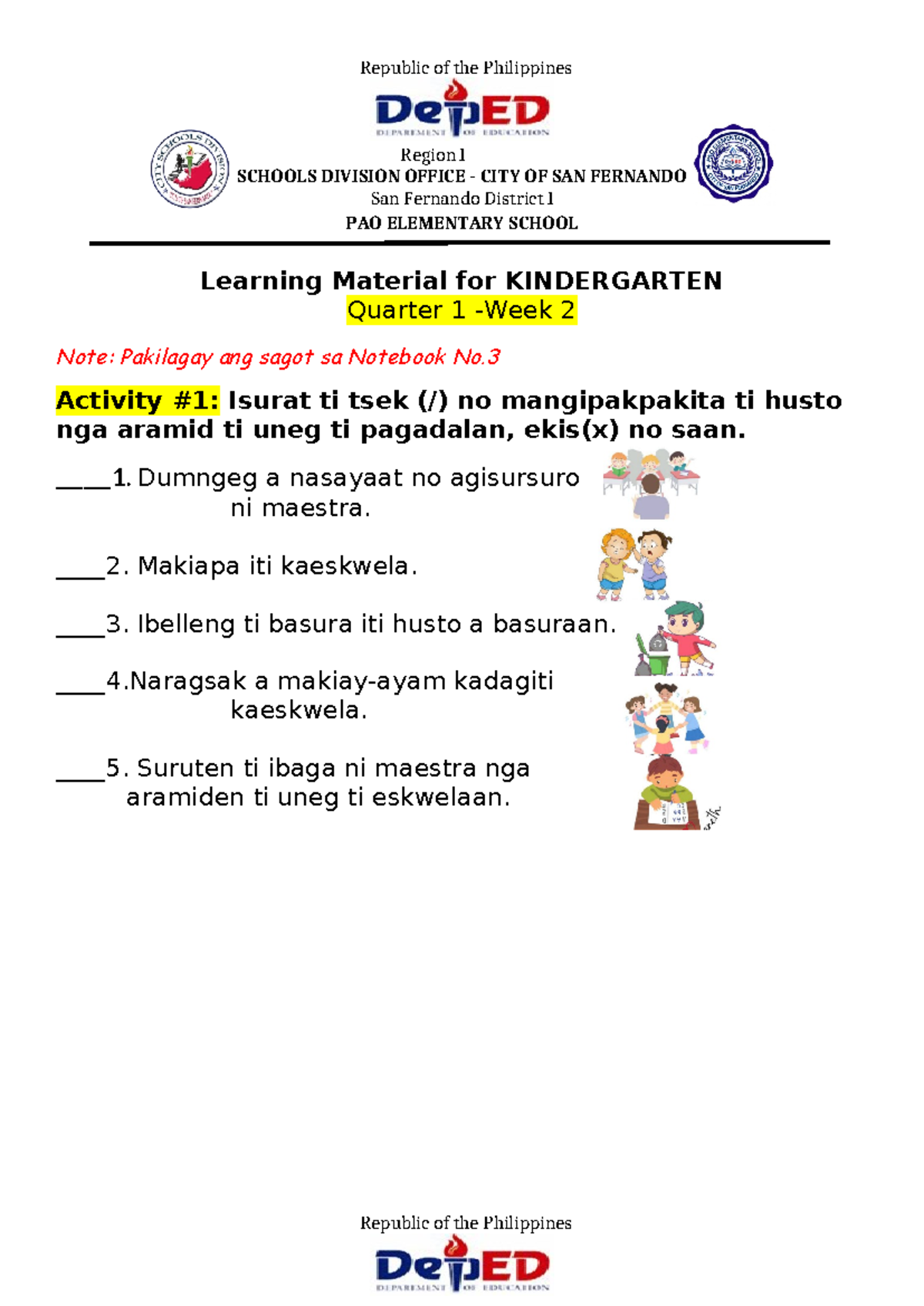 ADM Materials April 2024 - Republic of the Philippines Region I SCHOOLS ...