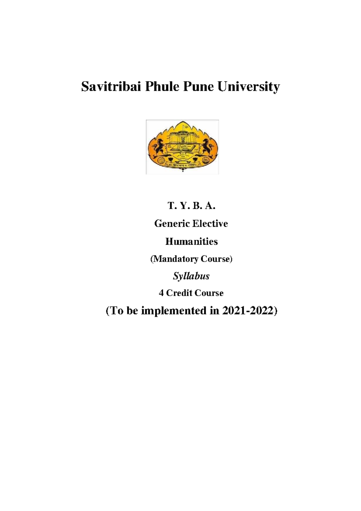 T.Y.B.A. Generic Elective Course Syllabus - Savitribai Phule Pune ...