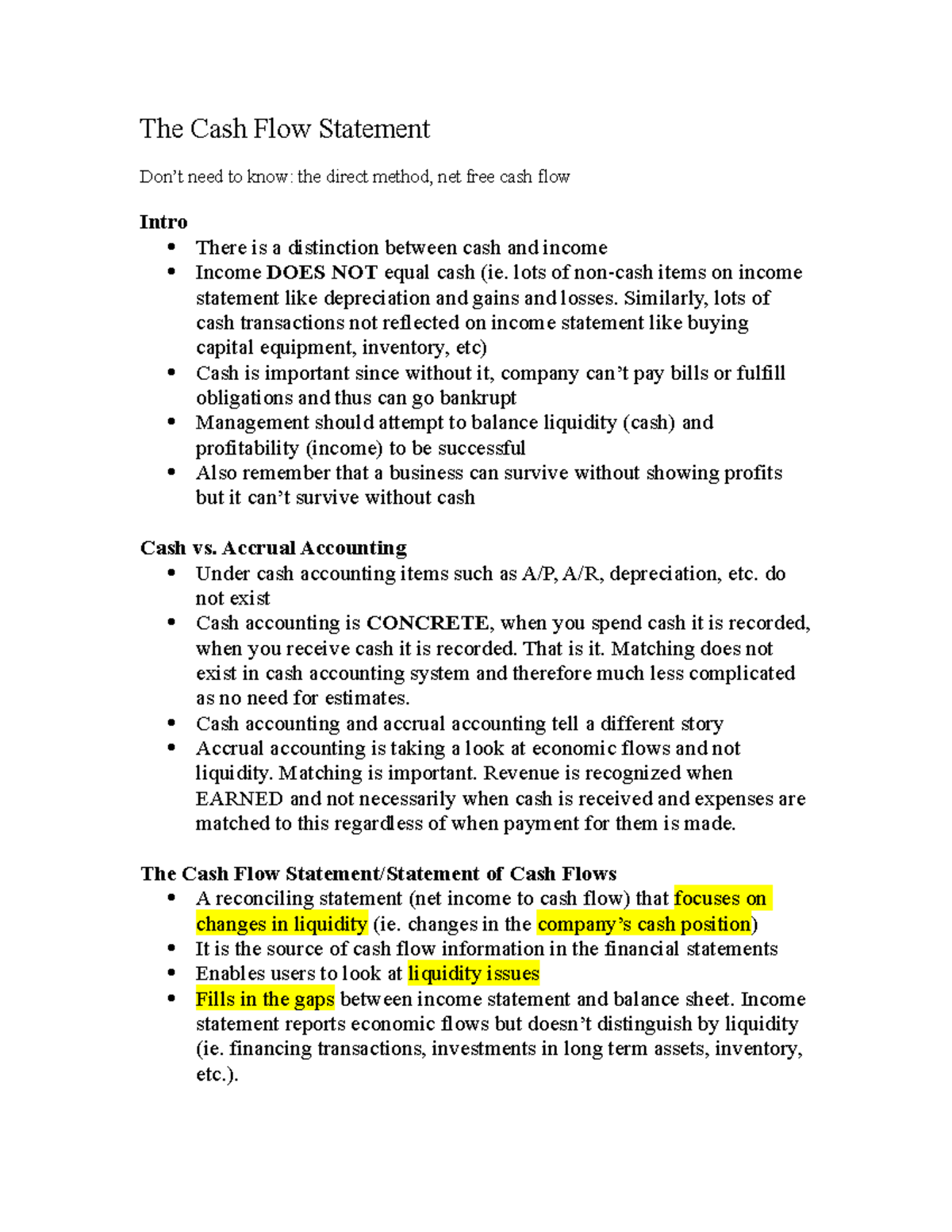 Chapter 5 Cash Flow - Lecture notes 6 - The Cash Flow Statement Don’t ...
