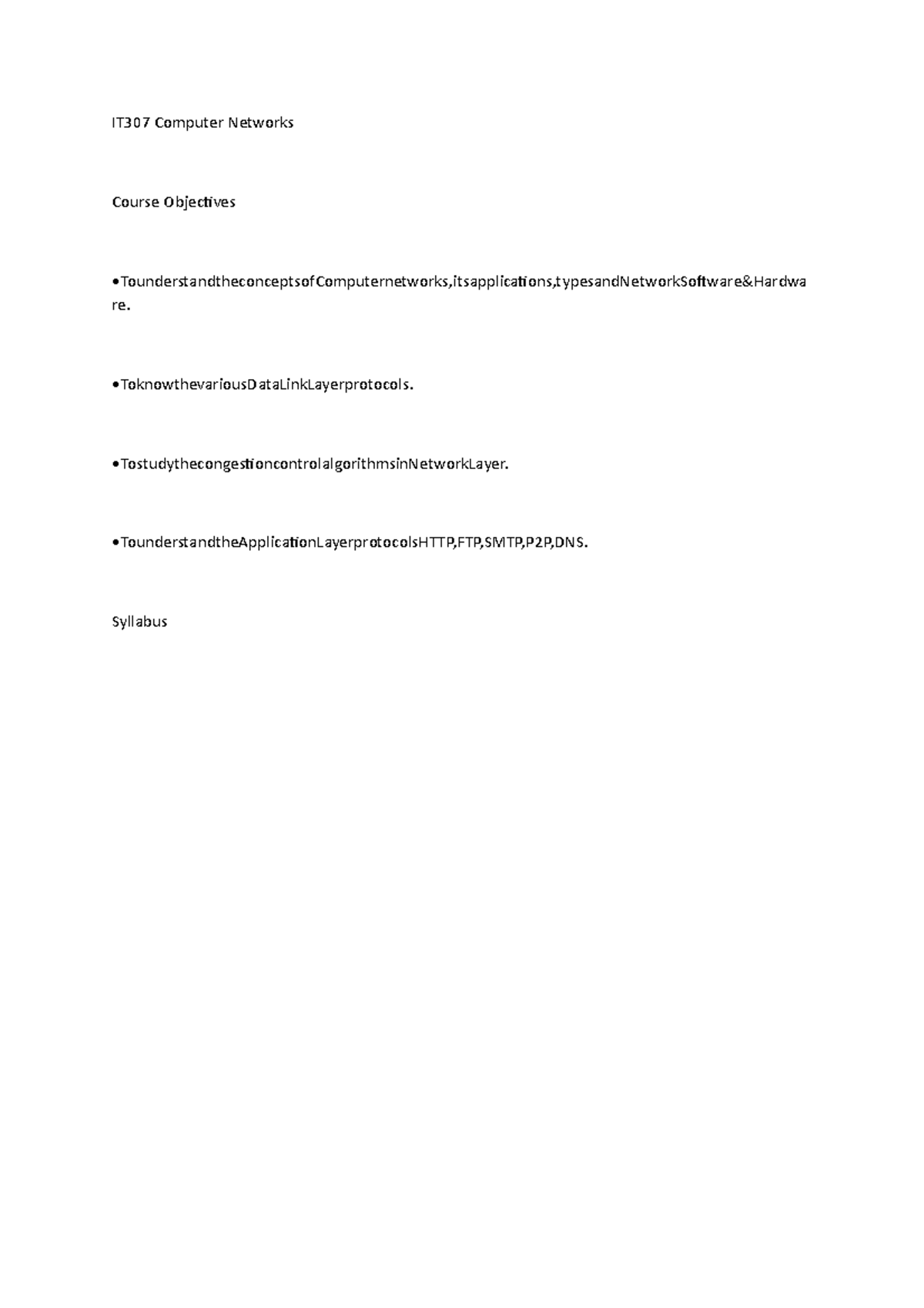 Module 3 CN1 - IT307 Computer Networks Course Objectives - Studocu