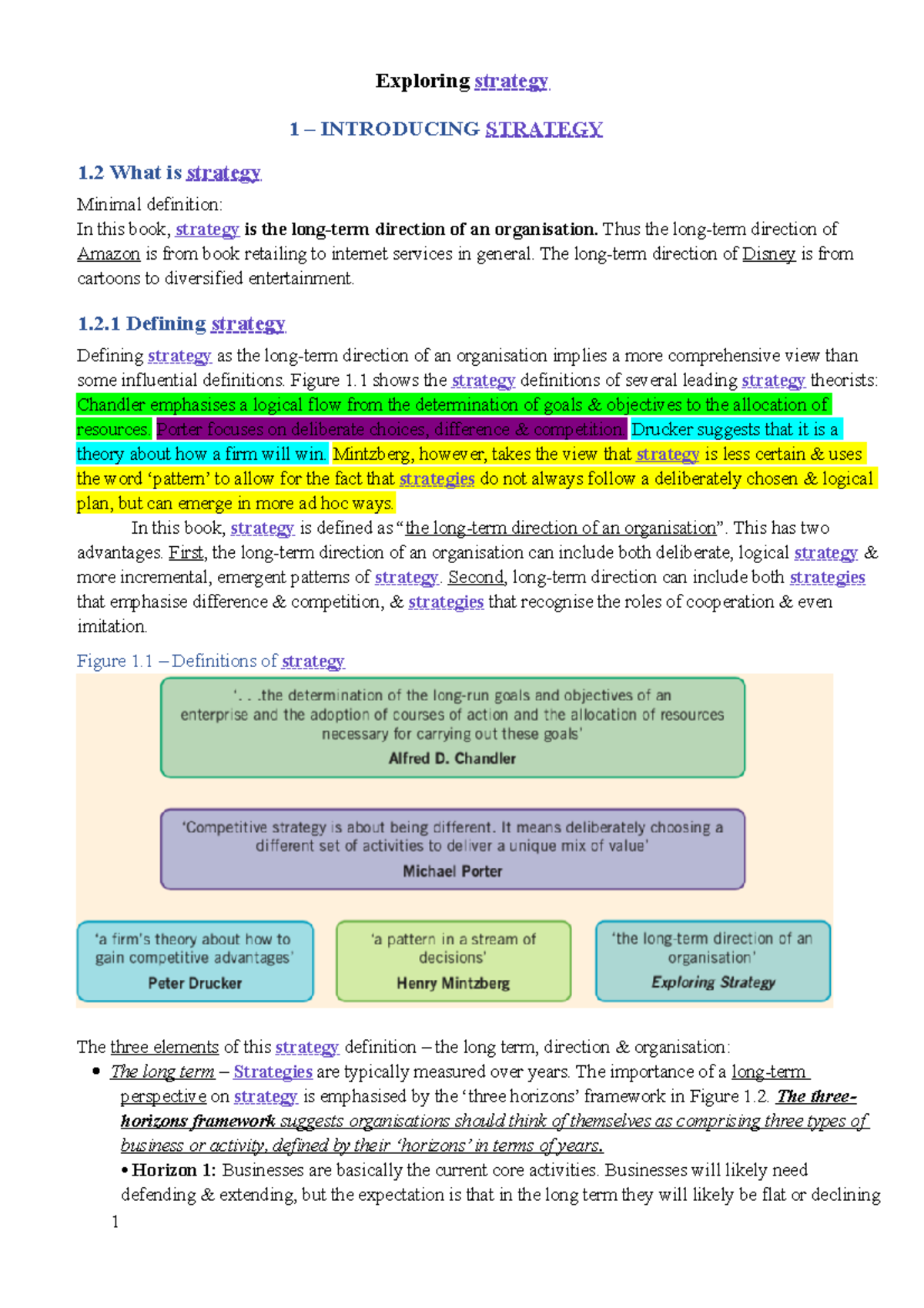 Exploring Strategy notes - Exploring strategy 1 – INTRODUCING STRATEGY ...