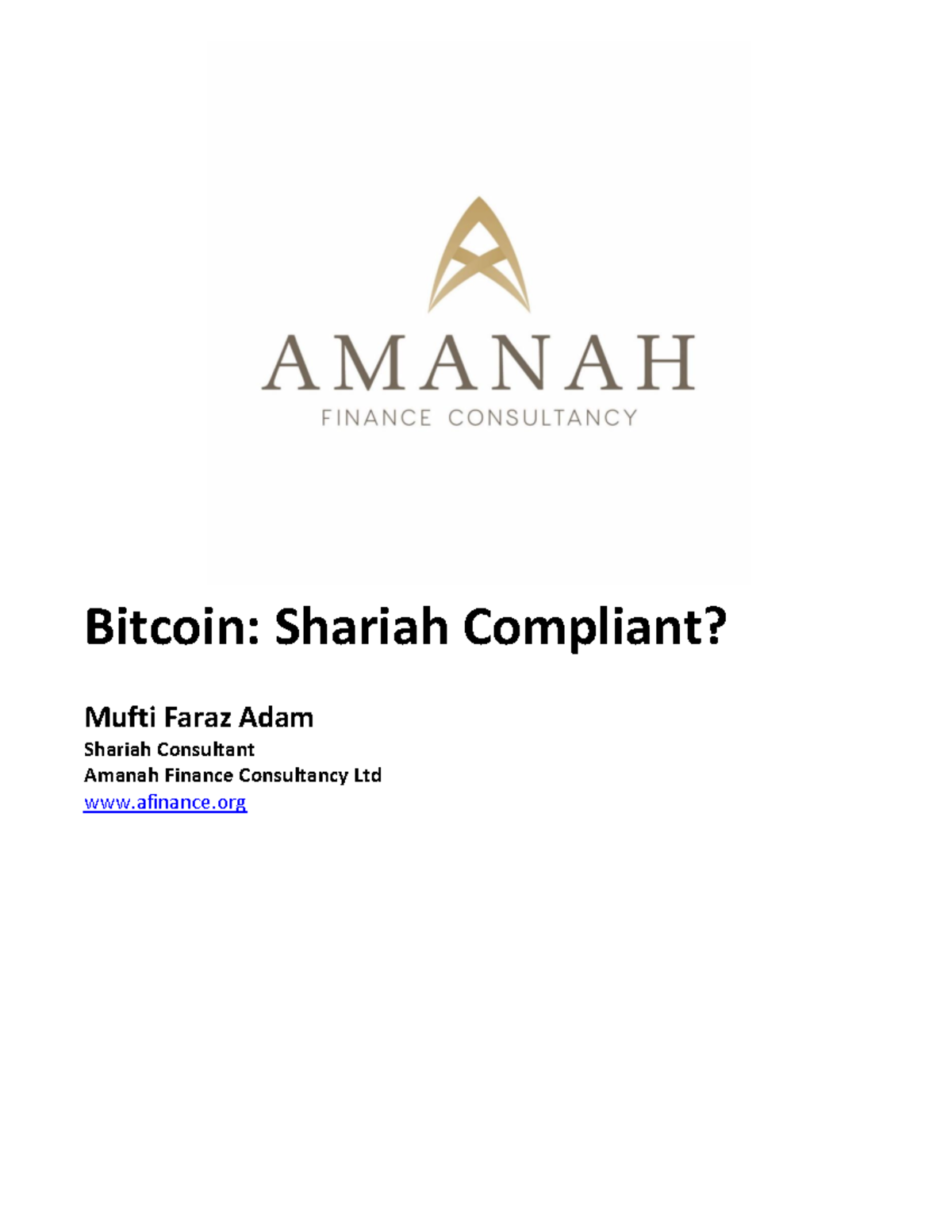 Research paper on bitcoin mufti faraz adam - Bitcoin: Shariah Compliant ...