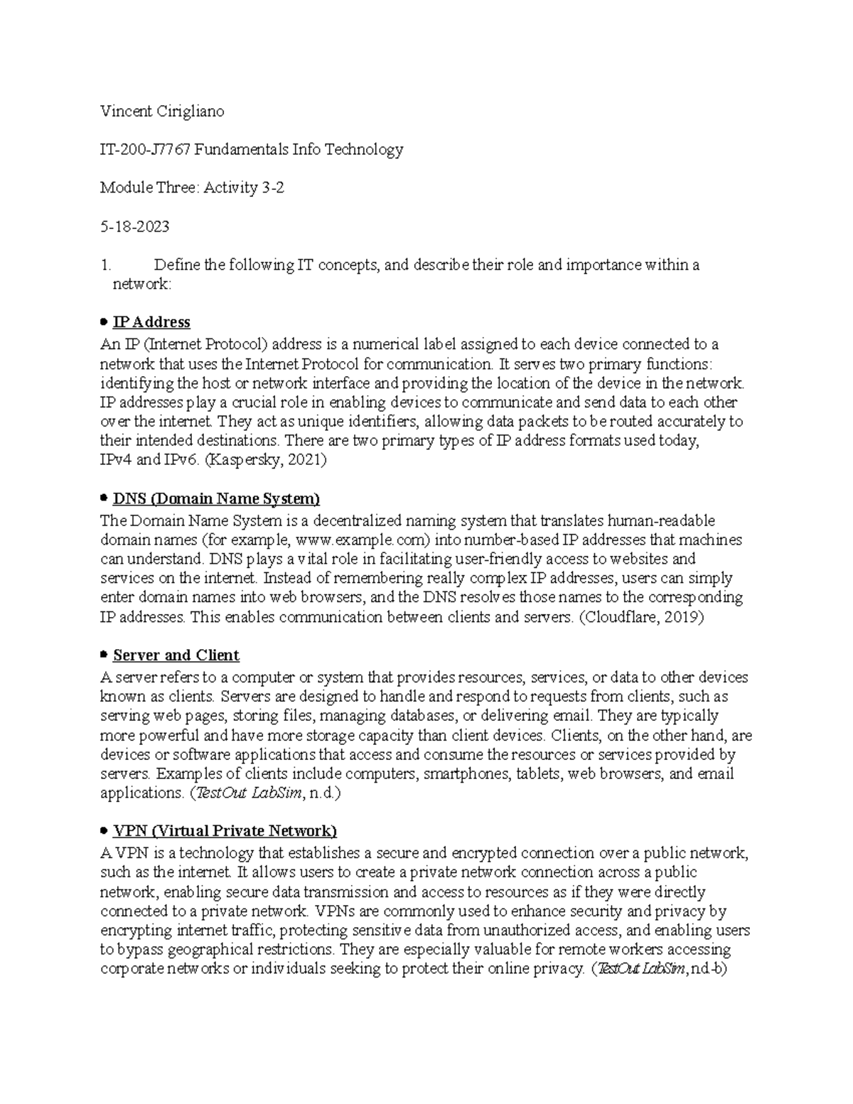 Module 3 2 - IT 200 - Vincent Cirigliano IT-200-J7767 Fundamentals Info ...