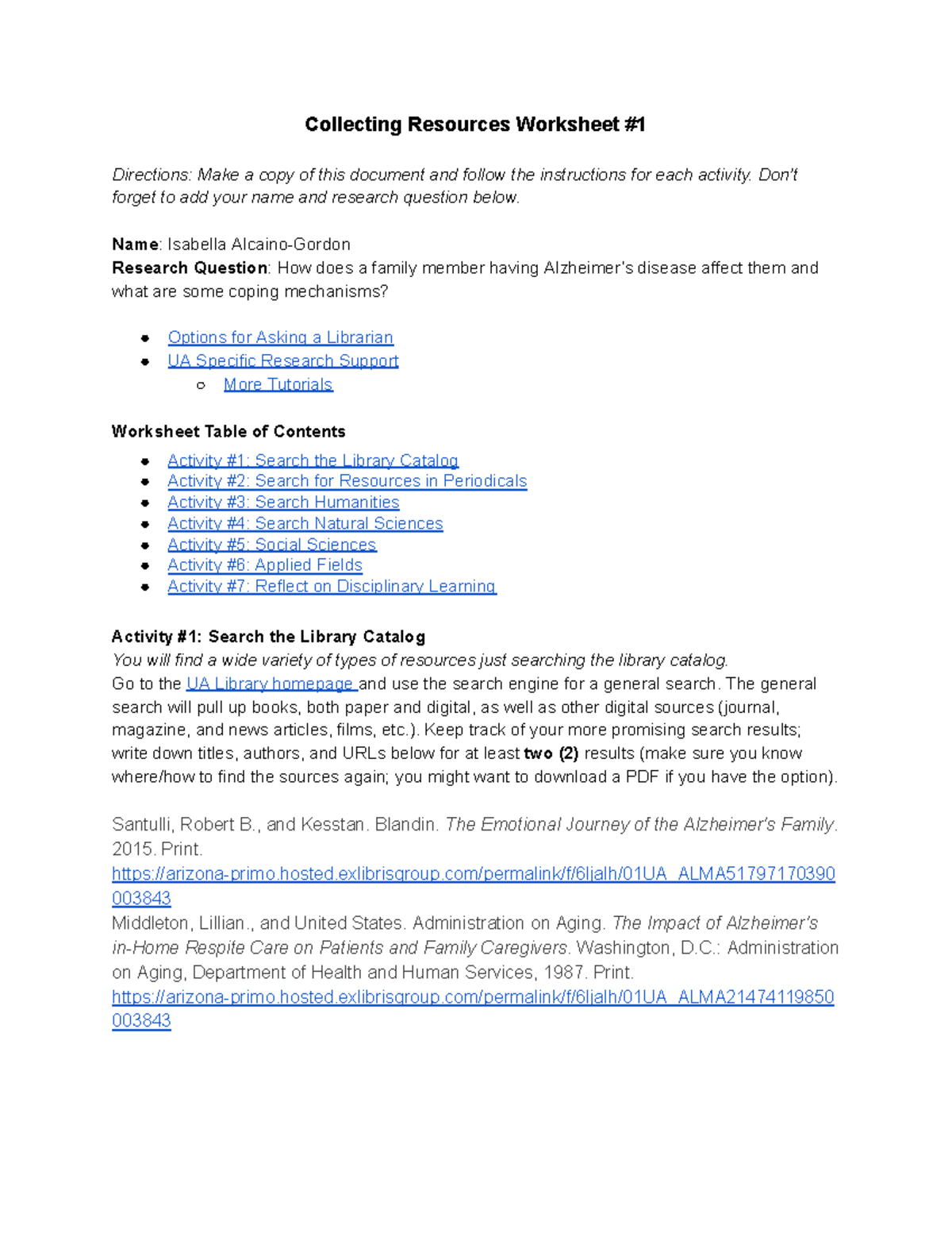 Copy of Collecting Resources Worksheet - Collecting Resources Worksheet ...