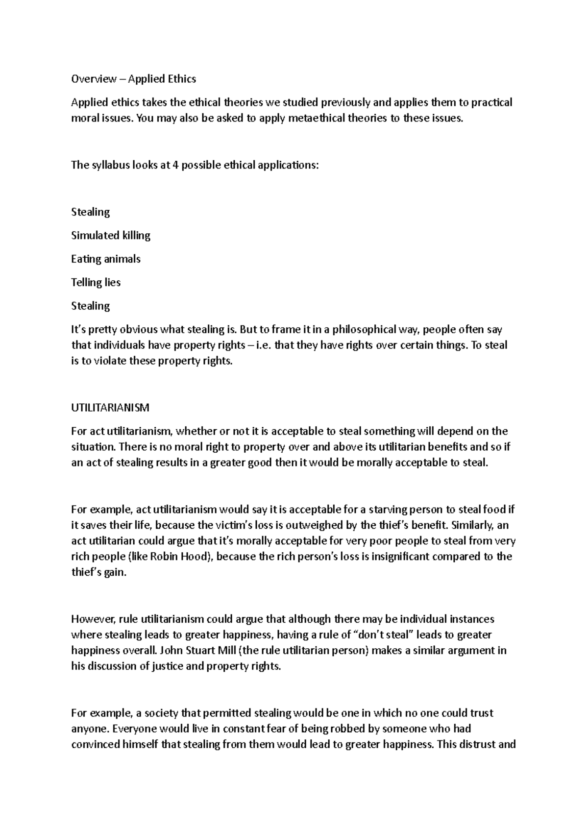 Applied ethics part 1 - in depth notes covering the module contents ...