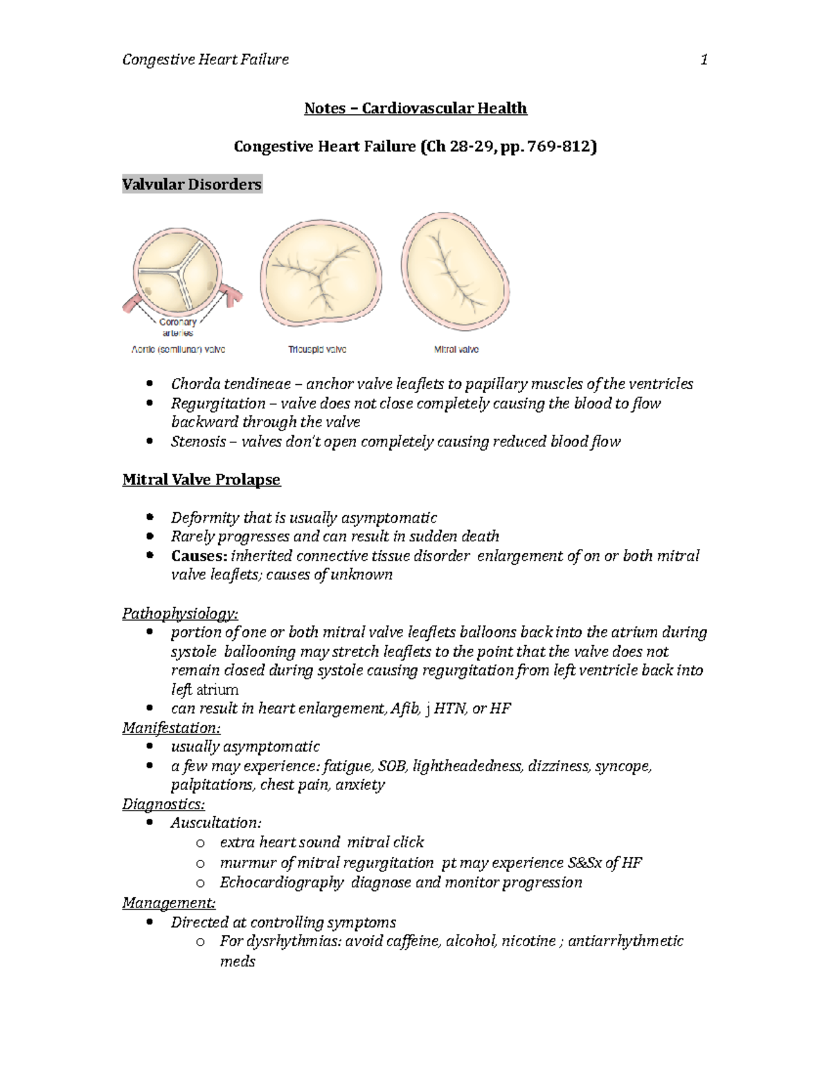 Congestive Heart Failure - Notes – Cardiovascular Health Congestive ...