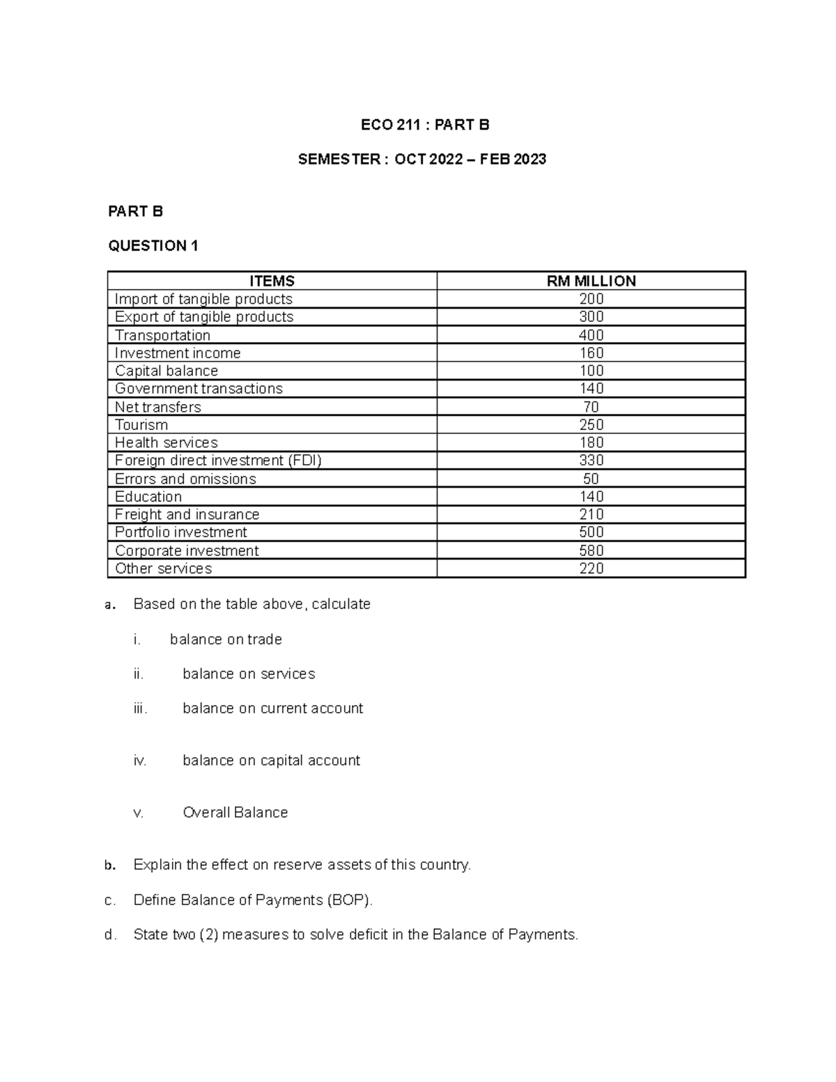 ECO211- Partb-FEB2023 2 - ECO 211 : PART B SEMESTER : OCT 2022 – FEB 2023 PART B QUESTION 1 ...