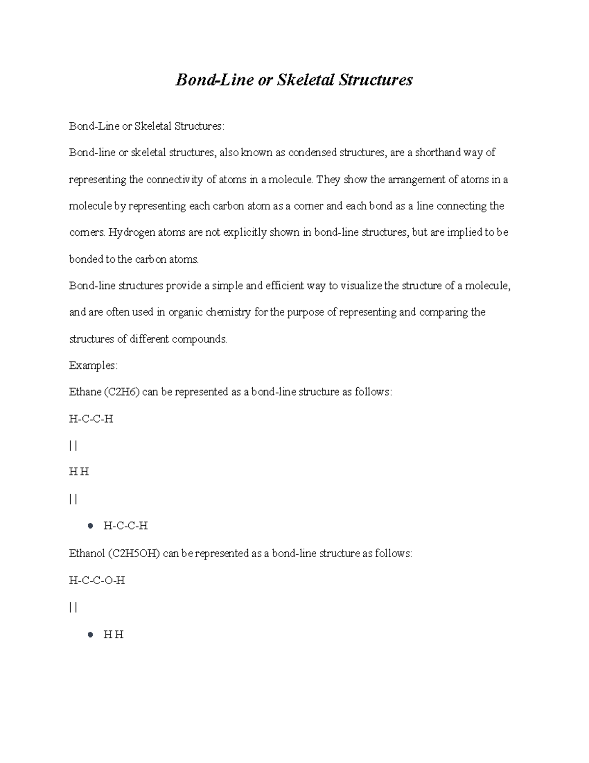 Notes on Bond-Line or Skeletal Structures - Bond-Line or Skeletal ...