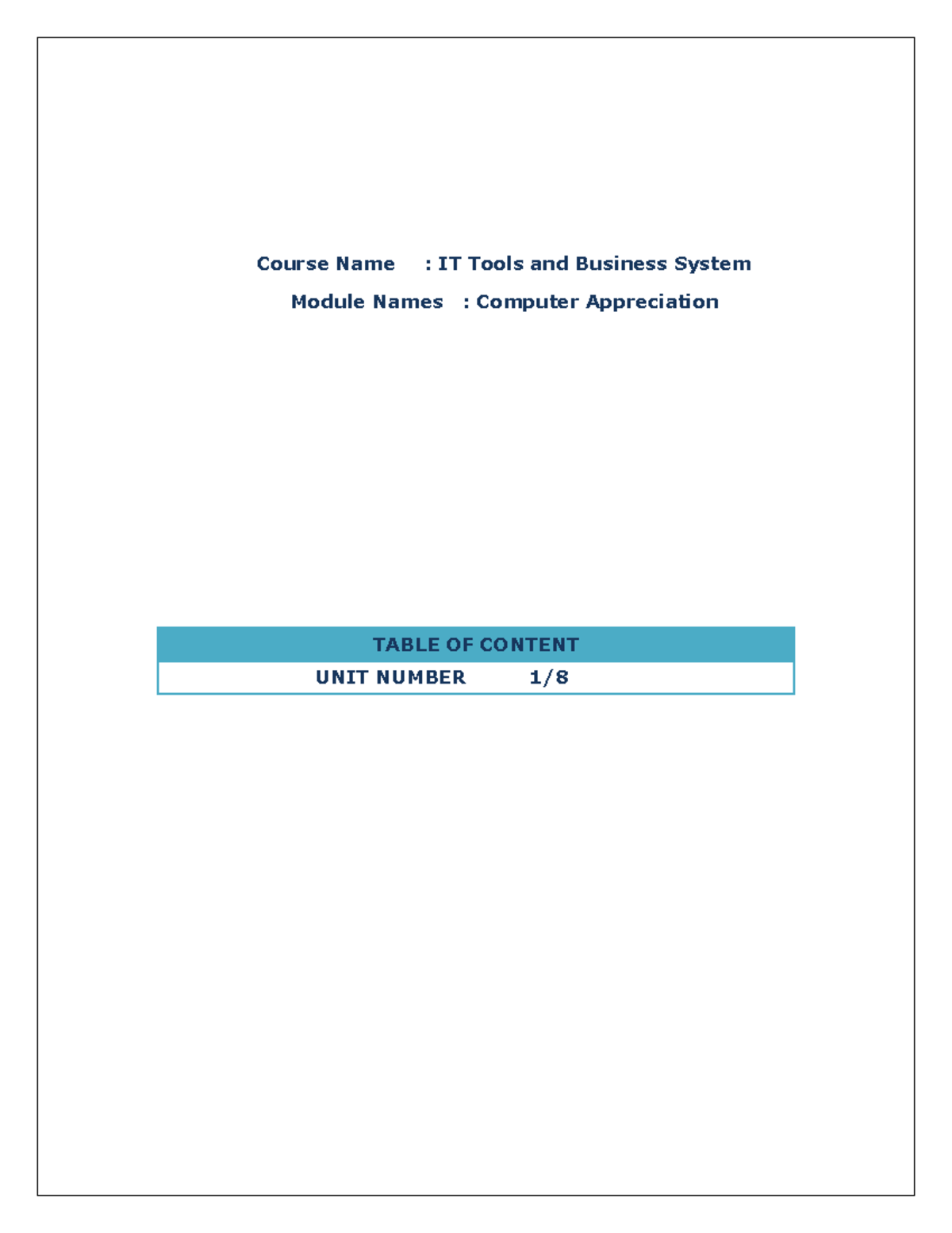 IT module 1 - Information technology tools in business modl eUTU about ...