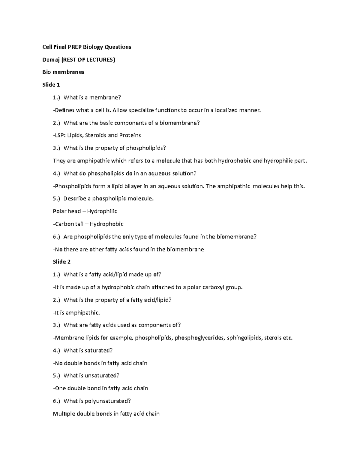 Cell Biology Final Prep Questions - Cell Final PREP Biology Questions ...