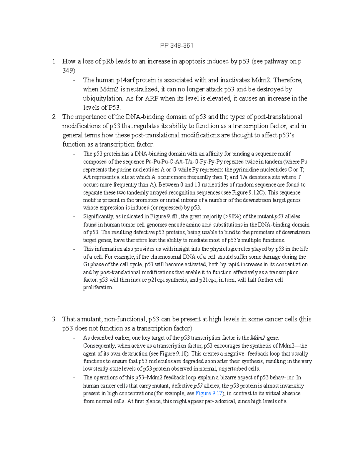 Class 14 - Notes - PP 348- 1. How a loss of pRb leads to an increase in ...