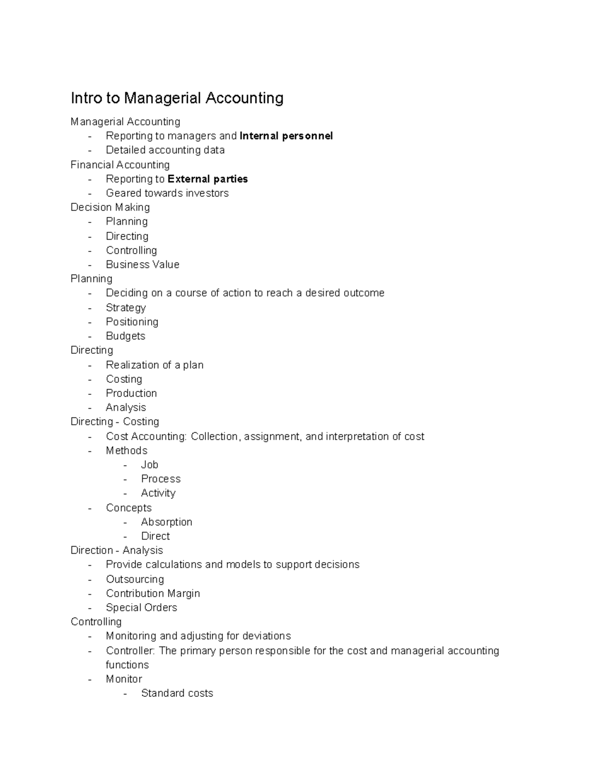 ACCT 204 Module 1 - Intro to Managerial Accounting Managerial ...