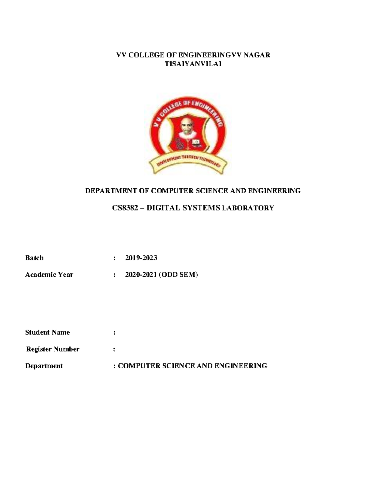 Digital Systems - Good - VV COLLEGE OF ENGINEERING VV NAGAR ...