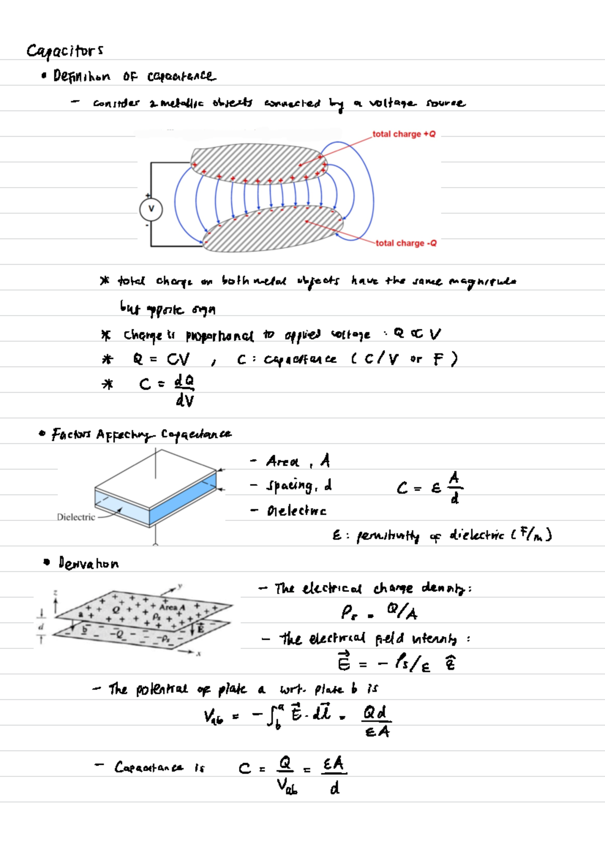 Week 6 - CAPACITORS - Capacitors · Definition ofcapacitance -consider a metallic objects ...