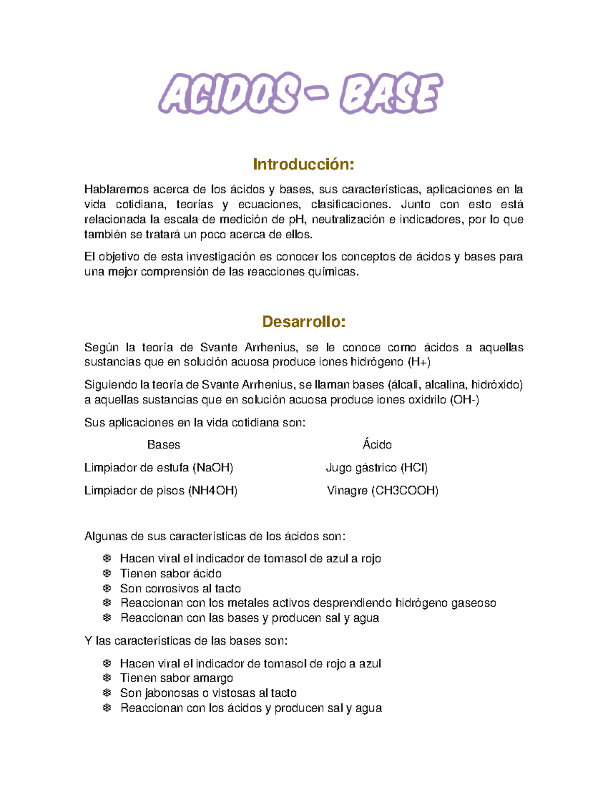 Acidos - Bases - Introducción: Hablaremos acerca de los ácidos y bases ...