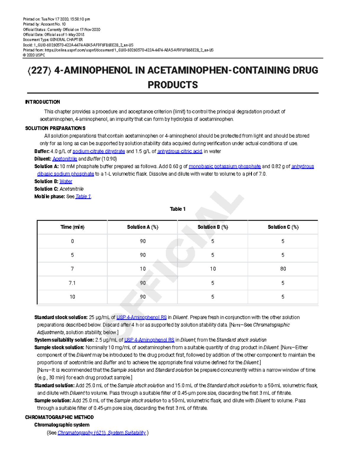 USP-NF 〈227〉 4-Aminophenol in Acetaminophen-Containing Drug Products - Printed on: Tue Nov 17 ...