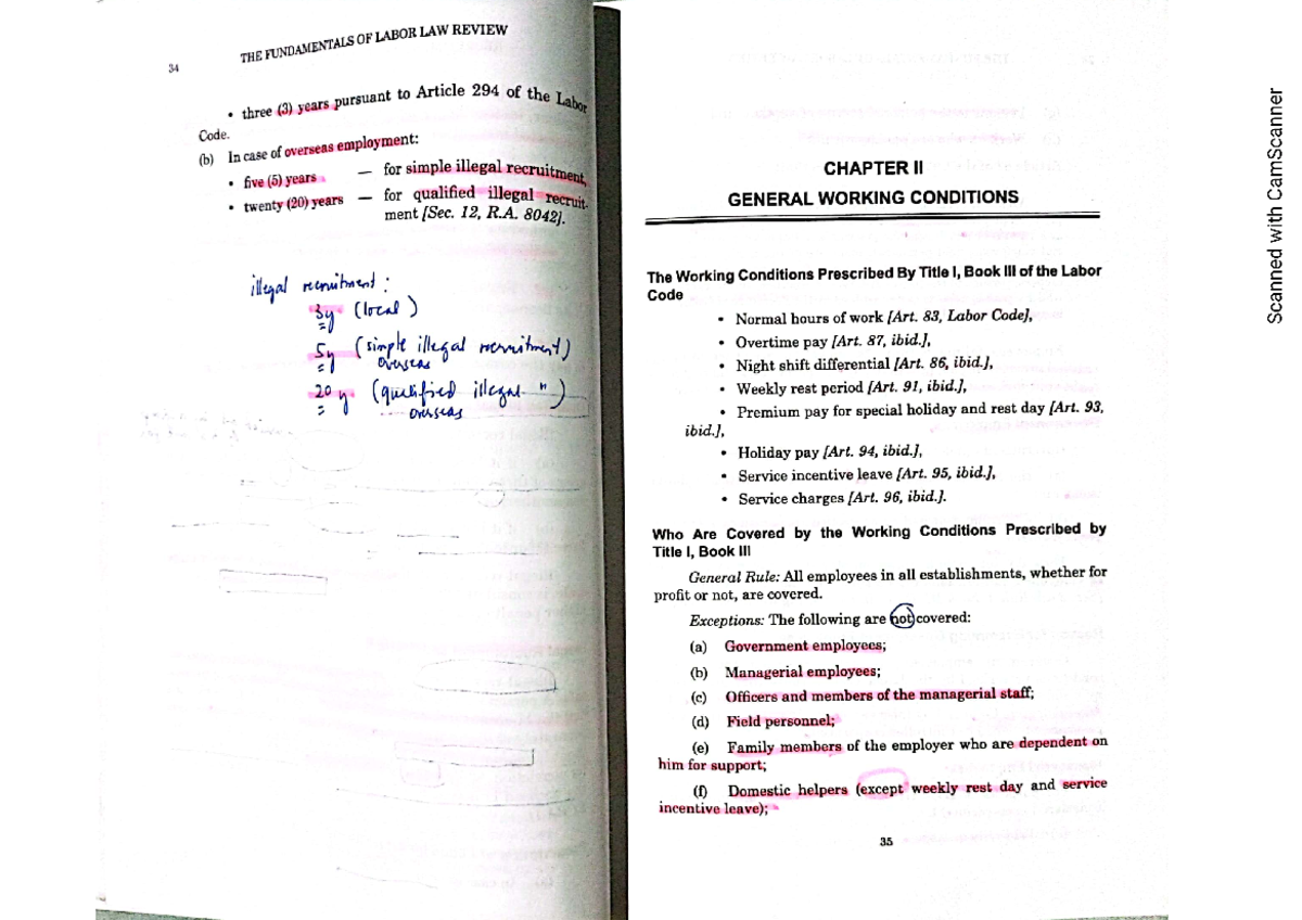 General Working Conditions - Law on Obligations and Contracts - Studocu