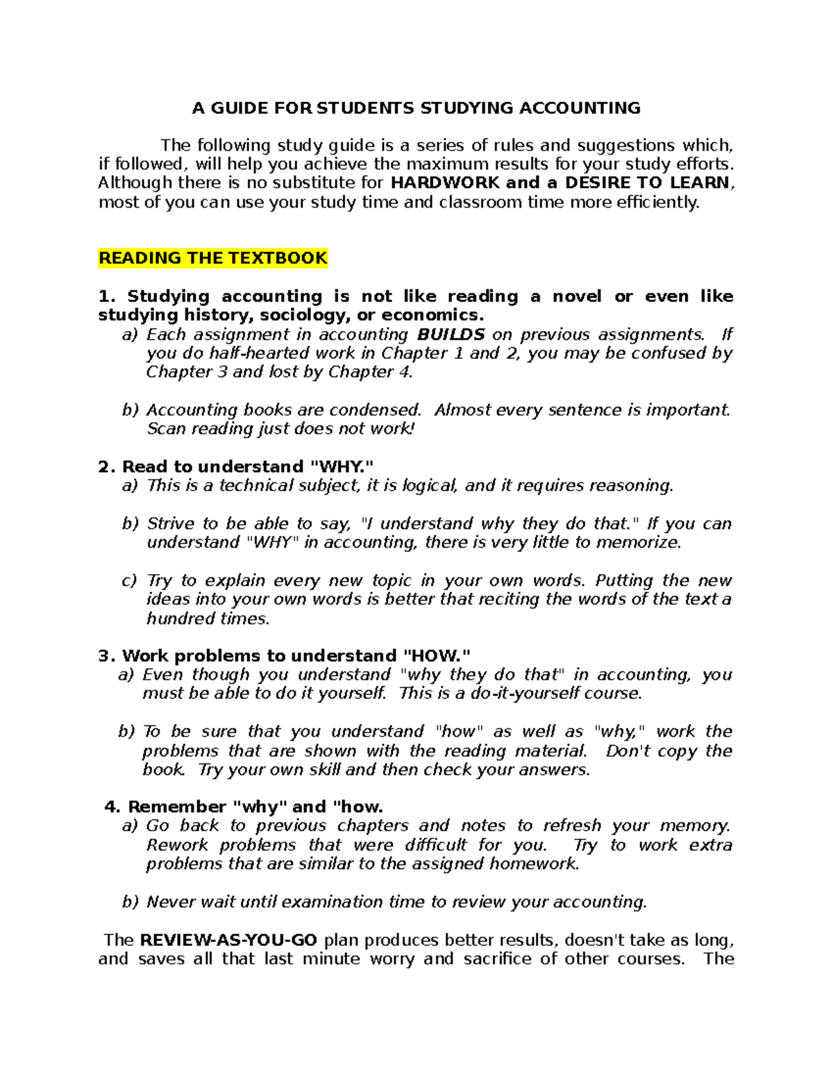 A Guide FOR Students Studying Accounting - A GUIDE FOR STUDENTS ...