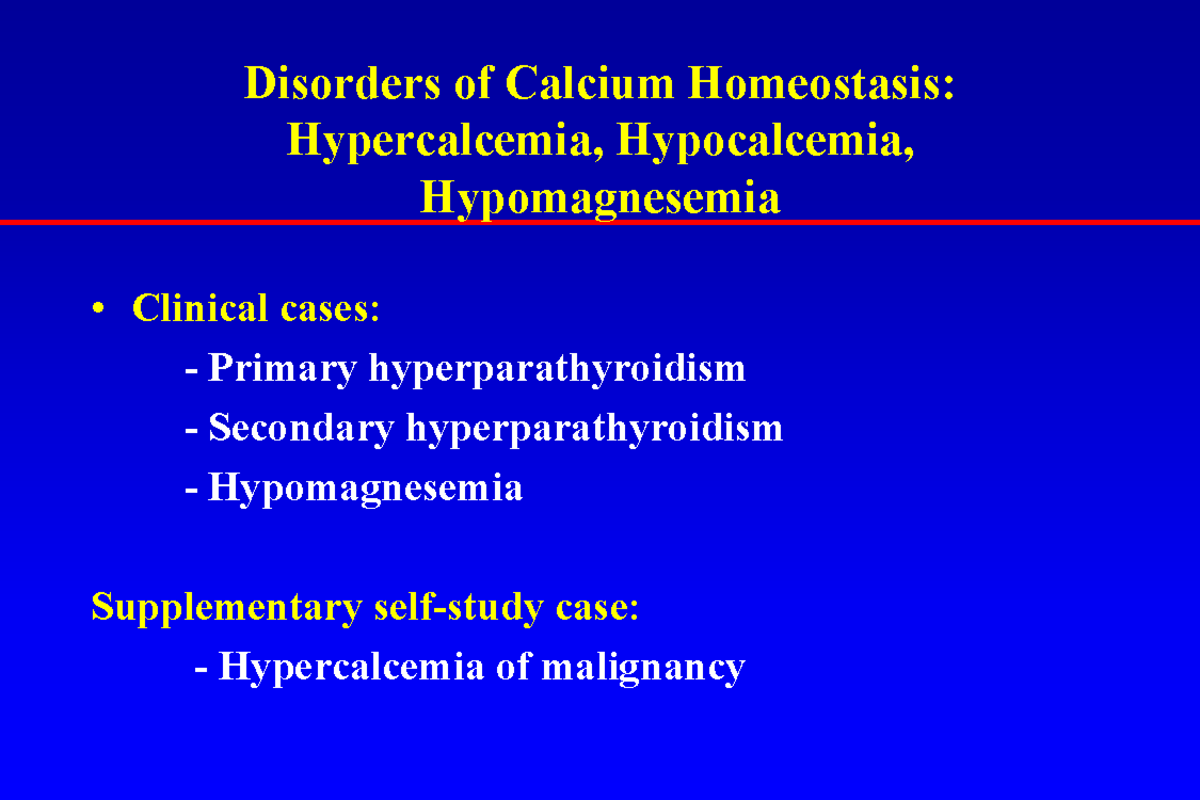 Introduction to Basic Hypercalcemia of Human Life - Disorders of ...