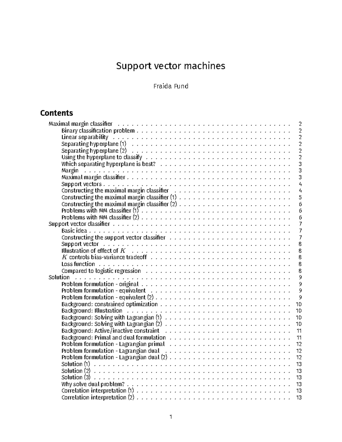 7 Svm Ml Notes Support Vector Machines Fraida Fund Maximal Margin