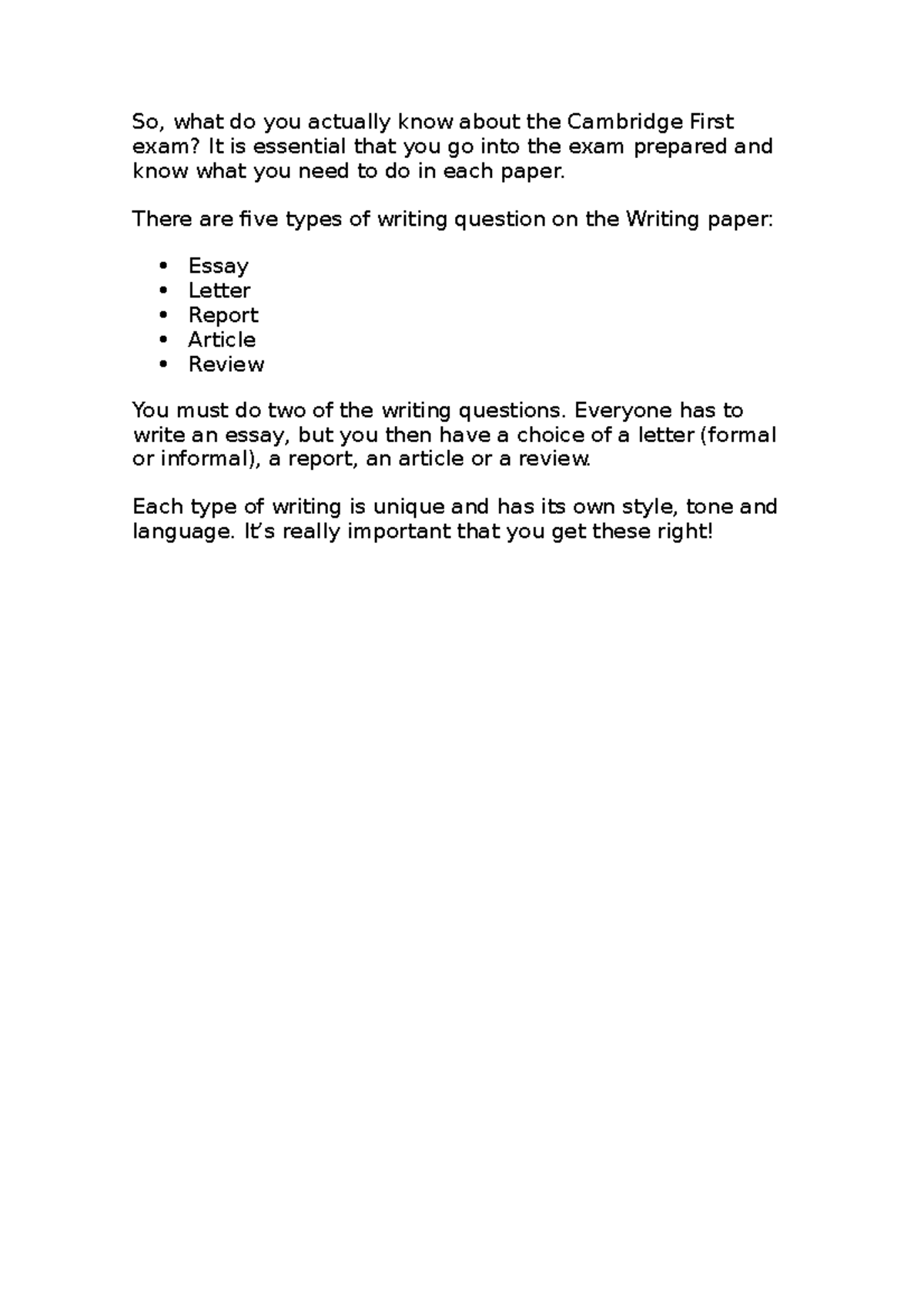 1. Types of Writings - So, what do you actually know about the ...